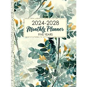 2024-2028 Monthly Planner: Five Years Calendar | 60 Months 5 Year Organizer with Holidays To Do List Goals and Motivational Quotes for Women - Floral HardCover