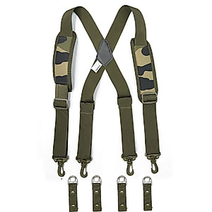 MELOTOUGH Tactical Duty Belt suspenders Police Suspenders Law Enforcement for Duty Battle Belt Suspenders with Padded Adjustable tool belt Suspenders Camo Green