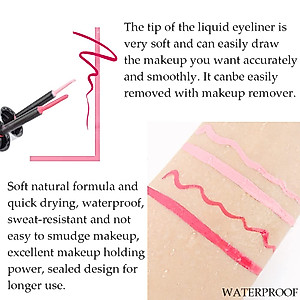 evpct 2Pcs Hot Pink Rose Red Liquid Eyeliner Set Waterproof Neon Bright Light Pink Eye Liner Liquid Pen Pencil for Women Eyes delineadores de colores para ojos delineador de ojos contra el agua 02&11