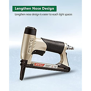 meite MT8016LN Pneumatic Upholstery Stapler 21 Gauge 80 Series 1/2-Inch Crown 1/4" to 5/8" Length Air Fine Wire Stapler Gun with Long Nose