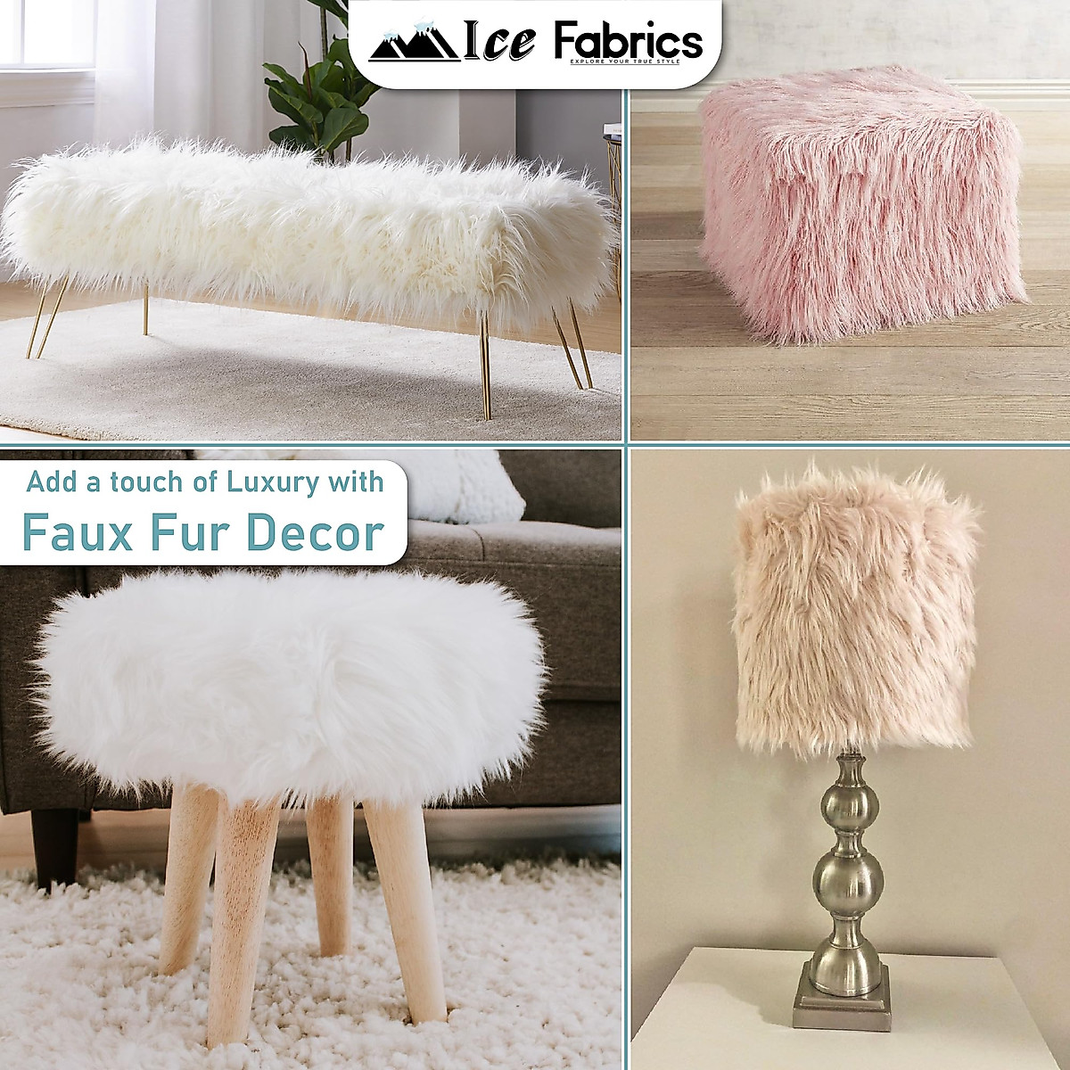 Ice Fabrics Craft Faux Fur Fabric Pre Cut Rolls - 2"x60" Fur Ribbon Mohair Fabric Strips - Super Soft and Fuzzy - Perfect for Crafts, Costumes & Decoration - Royal Blue - 2x60