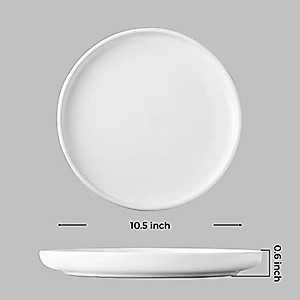 AmorArc Ceramic Dinner Plates Set of 6,10.5 inch Large Stoneware plates for Kitchen,Dinnerware Dishes set- Microwave,Dishwasher Safe,Scratch Resistant-White