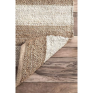 nuLOOM Alisia Flatweave Stripes Jute Runner Rug, 2' 6" x 6', Off-white