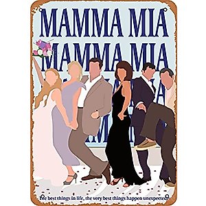 ASIOADWNA Vintage Metal Poster - Movies Poster Mamma mia Poster Tin Sign 12 X 8 Inches Suitable for Wall Decoration of Bar,Cafe,Garage,Man CAVE