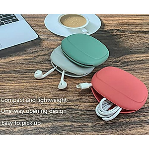 CIXVOEMK Silicone Headphone Organizer-Data Cable Storage Case-Mini Key Box-Portable Wired Headphone Organizer(Red-Grey-Green-3PCS)