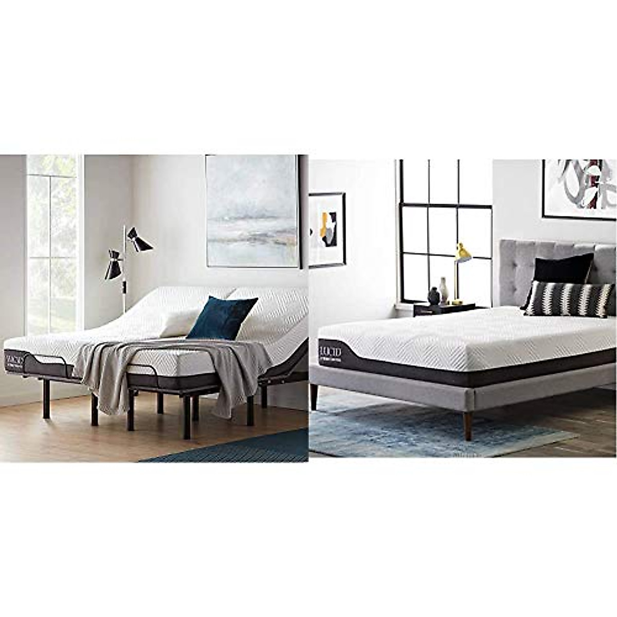 LUCID L150 Bed Base – Wireless Remote Control Adjustable, Twin XL, Charcoal & 12 Inch Twin XL Hybrid Mattress - Bamboo Charcoal and Aloe Vera Infused Memory Foam - CertiPUR-US Certified