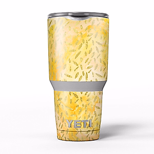 Design Skinz The Grungy Yellow Watercolor Under a Microscope - Skin Decal Vinyl Wrap Kit Compatible with The Yeti Rambler Cooler Tumbler Cups