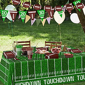 178Pcs Football Party Supplies Includes Dinner Plates, Dessert Plates, Napkins, Cups,Banner and Touchdown Tablecloth for Football Birthday Party Football Gameday Tailgate Party Decorations Serve 25