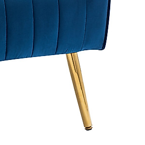 LSSPAID Velvet Accent Chairs set of 1, Fabric Upholstered Accent Chair for Living Room, Wing Back Mid Century Modern Arm Chair, Metal Legs Living Room Chairs, Navy