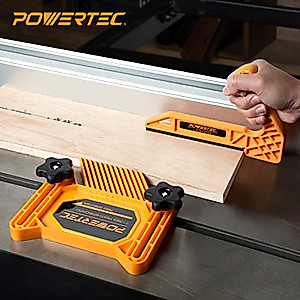 POWERTEC 71555 2-Pc Universal Featherboard and L-Shaped Table Saw Push Stick Woodworking Safety Kit