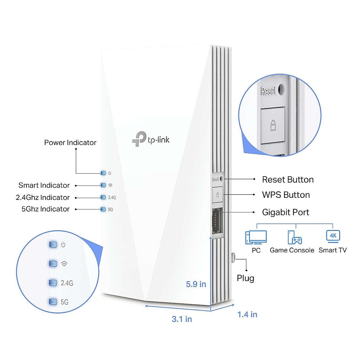 TP-Link AX3000 WiFi 6 Range Extender Internet Booster(RE700X), Dual Band, AP Mode w/Gigabit Port, OFDMA, Beamforming, APP Setup, OneMesh Compatible (Renewed)