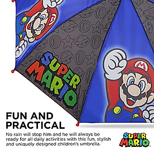 Nintendo boys Kids, Mario And Luigi Children's Rainwear, Ages 3-8 Umbrella, Grey/Blue, Age 3-6 US