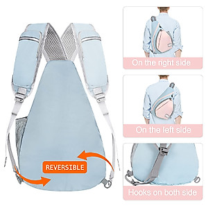 ZOMAKE Sling Bag,Crossbody Sling Backpack Shoulder Chest Bag for Women Men - Travel Hiking Daypack (Grey/Light Pink)