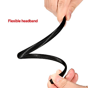 Blulu 50 Pieces Satin Headbands Black Satin Covered Hairbands Ribbon Hair Accessories for Women DIY Craft,1 cm Wide