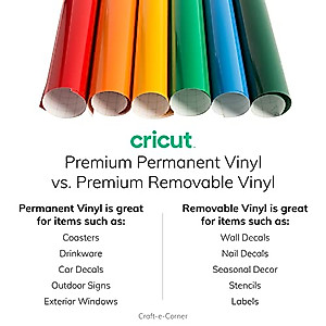 Cricut Premium Permanent Vinyl in Rainbow Colors Bundle - Custom Design DIY Craft Projects Home Decoration Decals Mug Signs Tumblers Party Personalized Gifts Glossy Weatherproof Cutting Adhesive Rolls