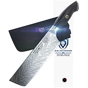 Dalstrong Nakiri Knife - 7 inch - Omega Series - BD1N-V Hyper Steel Kitchen Knife - G10 Woven Fiberglass Handle - Razor Sharp Knife - Professional Vegetable Cooking Knife - Leather Sheath Included
