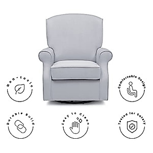 Delta Children Oakley Nursery Glider Swivel Rocker Chair, Dolphin Grey Velvet