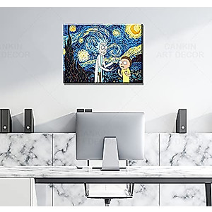 Catyendy Rick and Morty Canvas Wall Art Prints Oil Painting Posters Decor Boy's Room for Living Room Home Artwork Framed Ready to Hang 12" W x 16" H