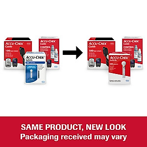 Accu-Chek Softclix Diabetes Blood Sugar Test Kit for Diabetic Glucose Monitoring: 100 Softclix Lancets, 100 Guide Test Strips, and Control Solution (Packaging May Vary)