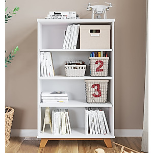 Child Craft SOHO 50” 4 Shelf Bookcase for Nursery or Bedroom, Plenty of Storage, Anti-Tip Kit Included to Prevent Tipping, Non-Toxic, Baby Safe Finish (White/Natural)