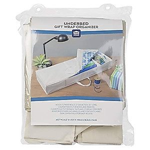 Richards Underbed Wrapping Paper and Bow Organizer Accessories Compartments, Beige