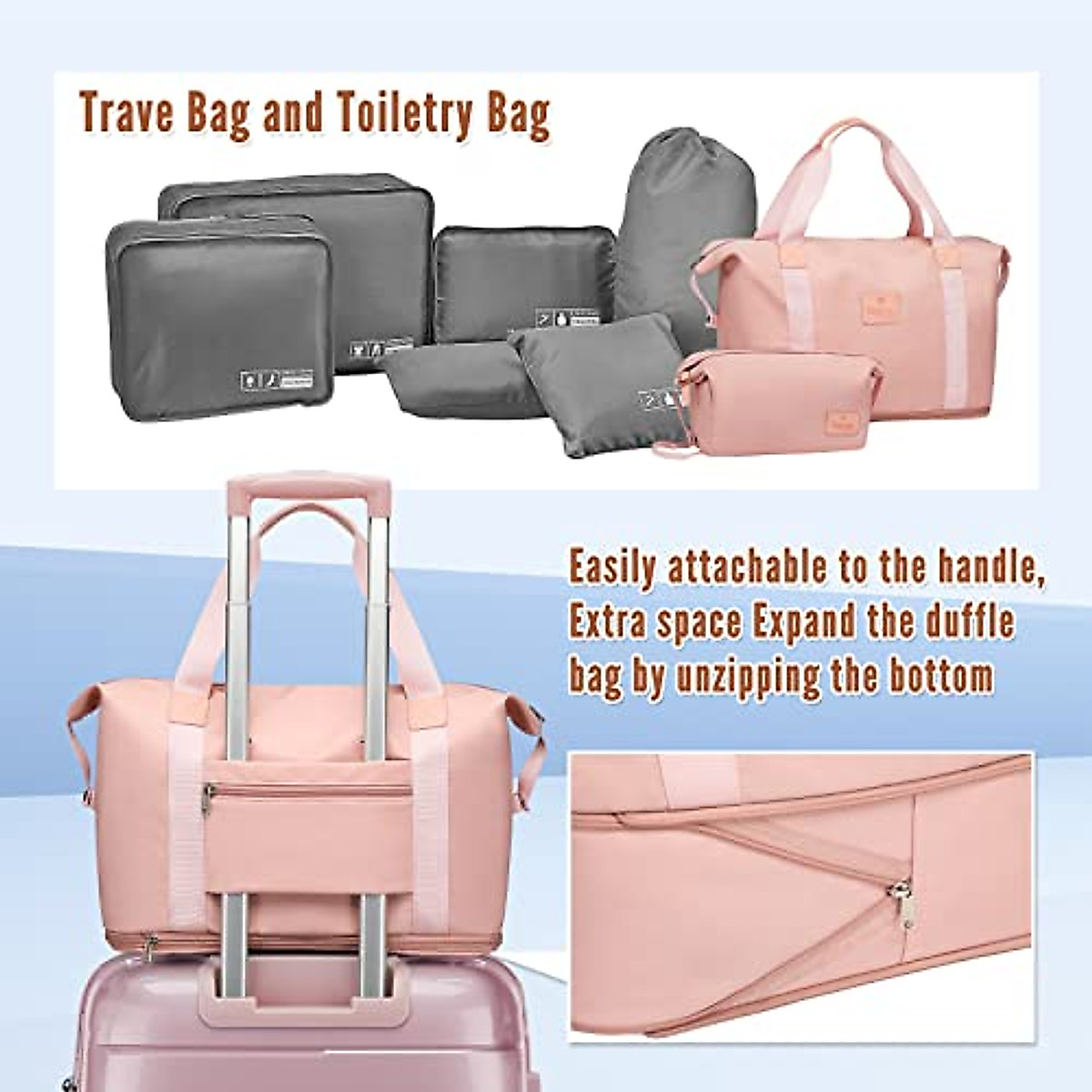 Joyway Luggage Sets Suitcase Set 3 Piece Luggage Set Carry On Luggage Hardside PP Durable Luggage with TSA Lock Spinner Wheels(Pink, 11 piece set)…