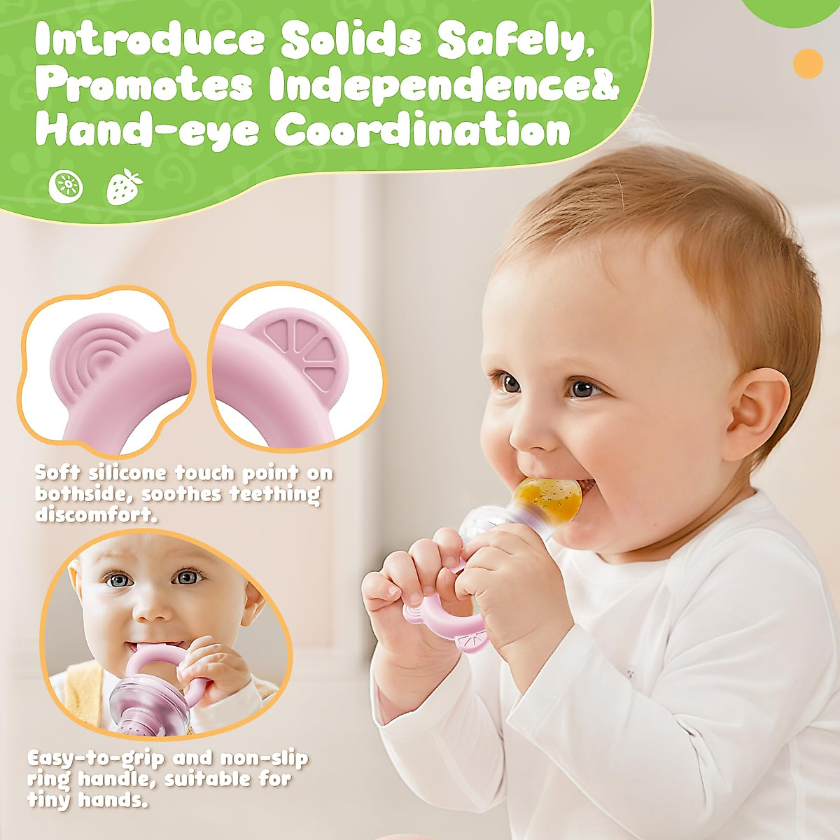 BEAR Baby Food Maker & Baby Fruit Food Feeder & Mini Freezer Nibble Tray & Baby Food Pouches Combo