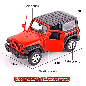 BDTCTK 1/42 Scale SUV Wrangler Car Model Toy Zinc Alloy Die-Cast Pull Back Vehicles Kid Toys for 4 5 6 Year Old Boy Girl Gift(Red)