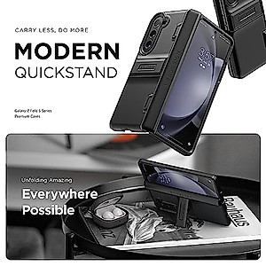 VRS DESIGN Phone Case for Galaxy Z Fold 5 5G Phone Case (2023) [Quick Stand Modern], Modern Neat Style Hinge Protection Case with Multi Angle Kickstand & Tempered Glass Screen Protector