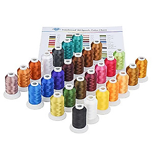 Simthread Polyester Embroidery Thread, 28 Spools Embroidery Machine Thread, 500M (550Y) Each Thread Spool, Colors Compatible with Janome & Robison-Anton Colors 28 Janome Colors-3