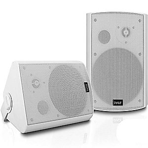 Pyle Outdoor Wall-Mount Patio Stereo Speaker-Waterproof Bluetooth Wireless&No Amplifier Needed-Portable Electric Theater Sound Surround System for Home Party Cabinet Enclosure- Pyle PDWR61BTWT White