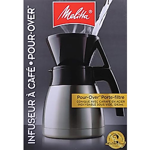 Melitta Pour-Over Coffee Brewer & Stainless Steel Carafe Set with Coffee Filters, 42 Ounce Set