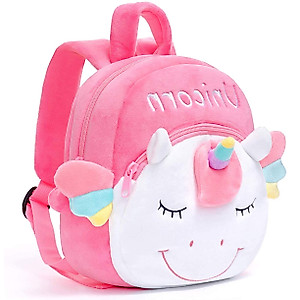 HOSBY Unicorn Backpacks Kid's Back pack Plush Bag Toy Gifts for Kids Girls Baby Double Layer (Pink Unicorn)