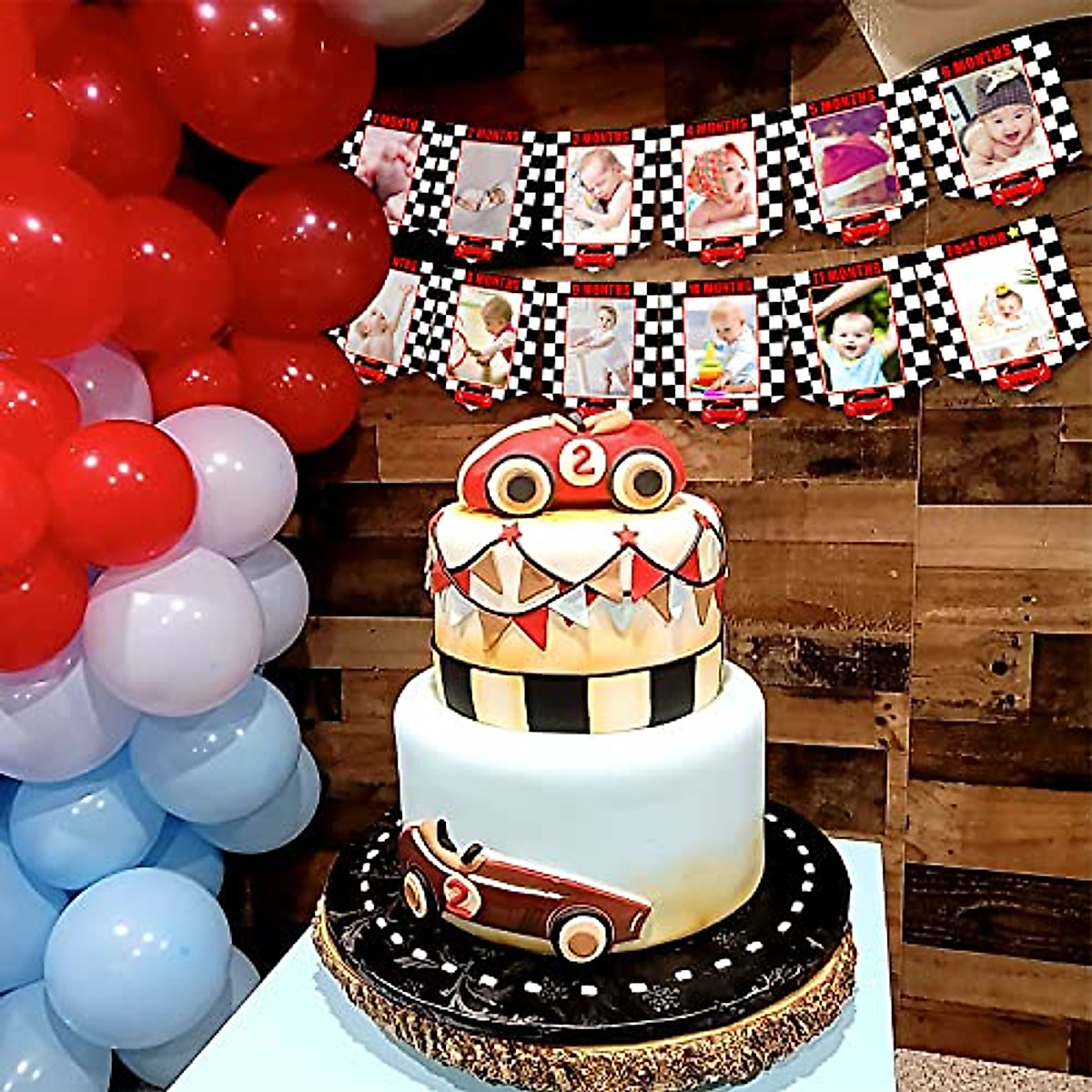 JeVenis Racing Car First Birthday Banner Fast One Birthday Party Decoration Supplies Fast One Birthday Decoration Racing Car Photo Banner