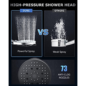 Black Shower Head, L'amourqua High Pressure 6-Model Handheld Shower Head, Built-in Power Wash to Clean Bathtub and Pets, with 59" Stainless Steel Hose and Handheld Showerhead Holder
