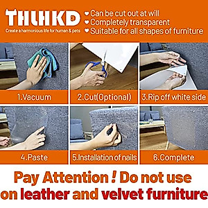 THLHKD Cat Scratcher, 12PCS Transparent Cat Scratch Furniture Protector Sticky Tape, Single Side Anti Scratch Furniture Protector, Cat Scratch Deterrent Tape, Couch Protector, Cat Repellent Furniture
