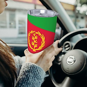 WXZYFP Car cup (single silver rim), can use a straw or drink directly, easy to use.Eritrean flag