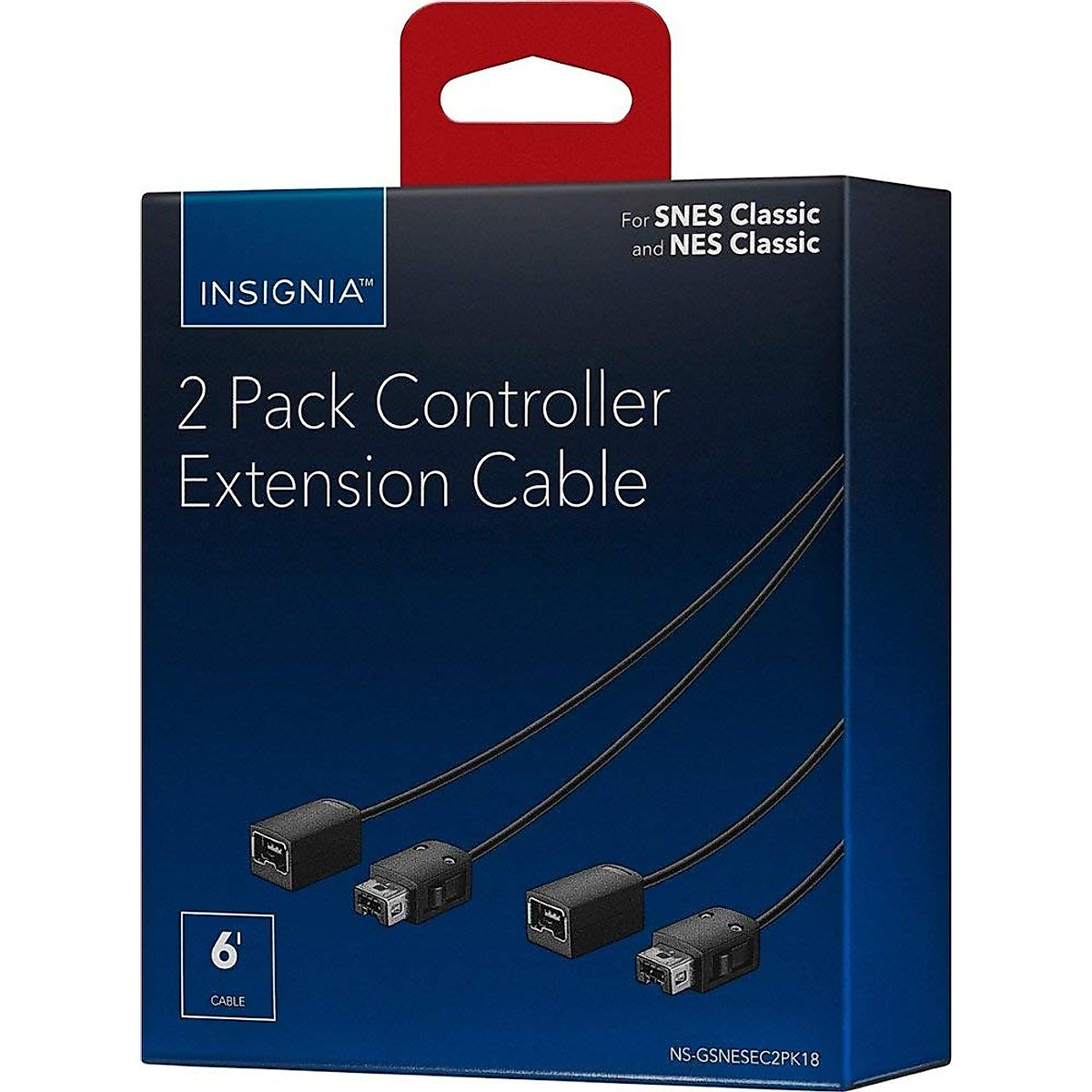 Insignia 6 ft. (2-pack) Controller Extension Cable for Nintendo SNES Classic and Nintendo NES Classic Controllers - Black