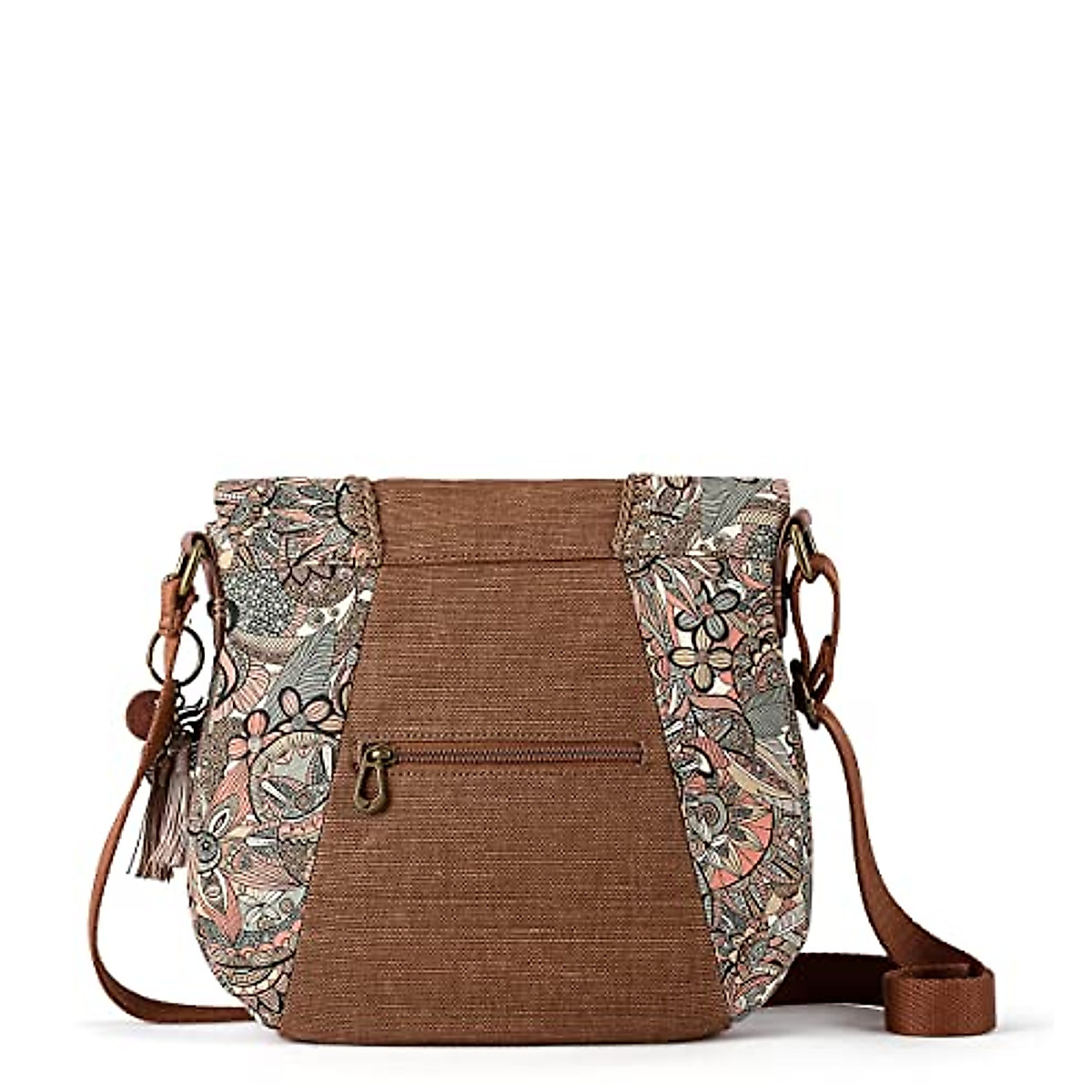 Sakroots Foldover Crossbody Bag in Cotton Canvas, Multifunctional Purse with Adjustable Strap & Zipper Pockets, Sienna Spirit Desert