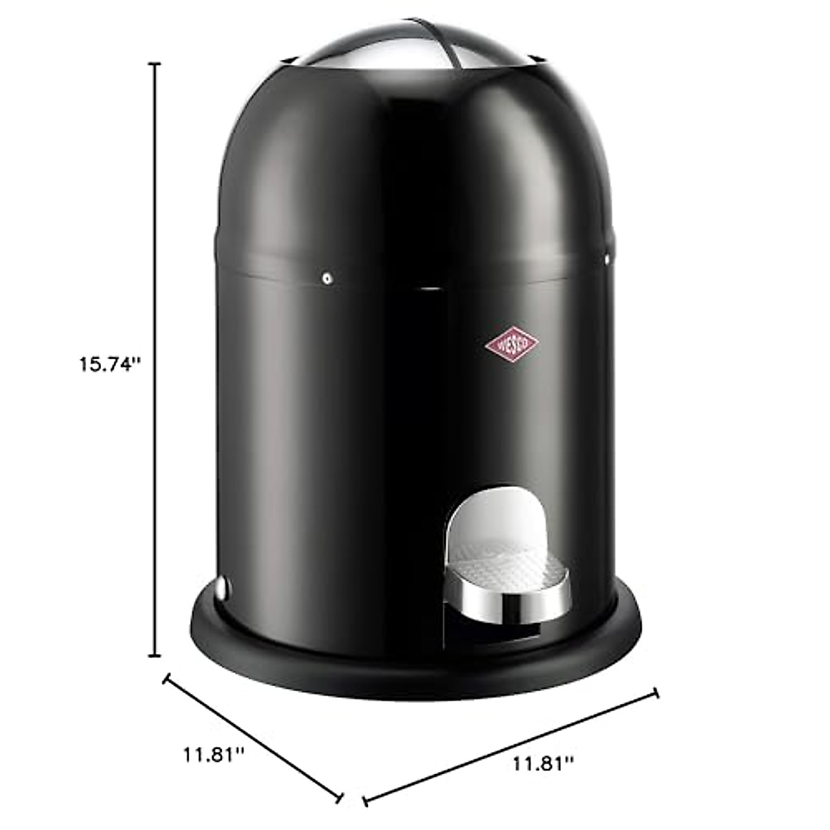 Wesco Single Master - German Designed - Small Step Trash Can, Powder Coated Ssteel, 2.4 Gallon / 9 L, Black