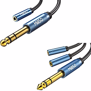 MillSO Bundle TRS 1/4 to 3.5mm Headphone Adapter 6.35mm 1/4 Male to Dual 3.5mm 1/8 Female Headphone Adapter