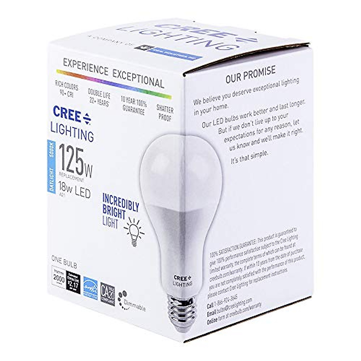 Cree Lighting TA21-20050MDFH25-12DE26-1-11 A21 125W Equivalent, 2000 lumens, Dimmable LED Bulb, 1 Pack, Daylight