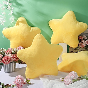 Spiareal 4 Pcs 15.7" Yellow Star Pillow Plush Stuffed Star Shaped Pillow Soft Cute Throw Pillows Plush Pillow for Bedroom Sofa Living Room Birthday Gift for Kids, Girls, Boys