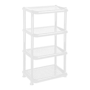 Mintra Home Light Duty Plastic Storage Racks (Rectangular Rack, White) - 18.5inW x 11.75inD x 35.5inH