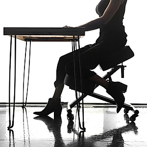 Sleekform Ergonomic Kneeling Chair - Adjustable Seat Angle and Height - Ergonomic Posture Kneeling Stool Chairs for Office and Home - Thick Comfortable Cushions, Wheels