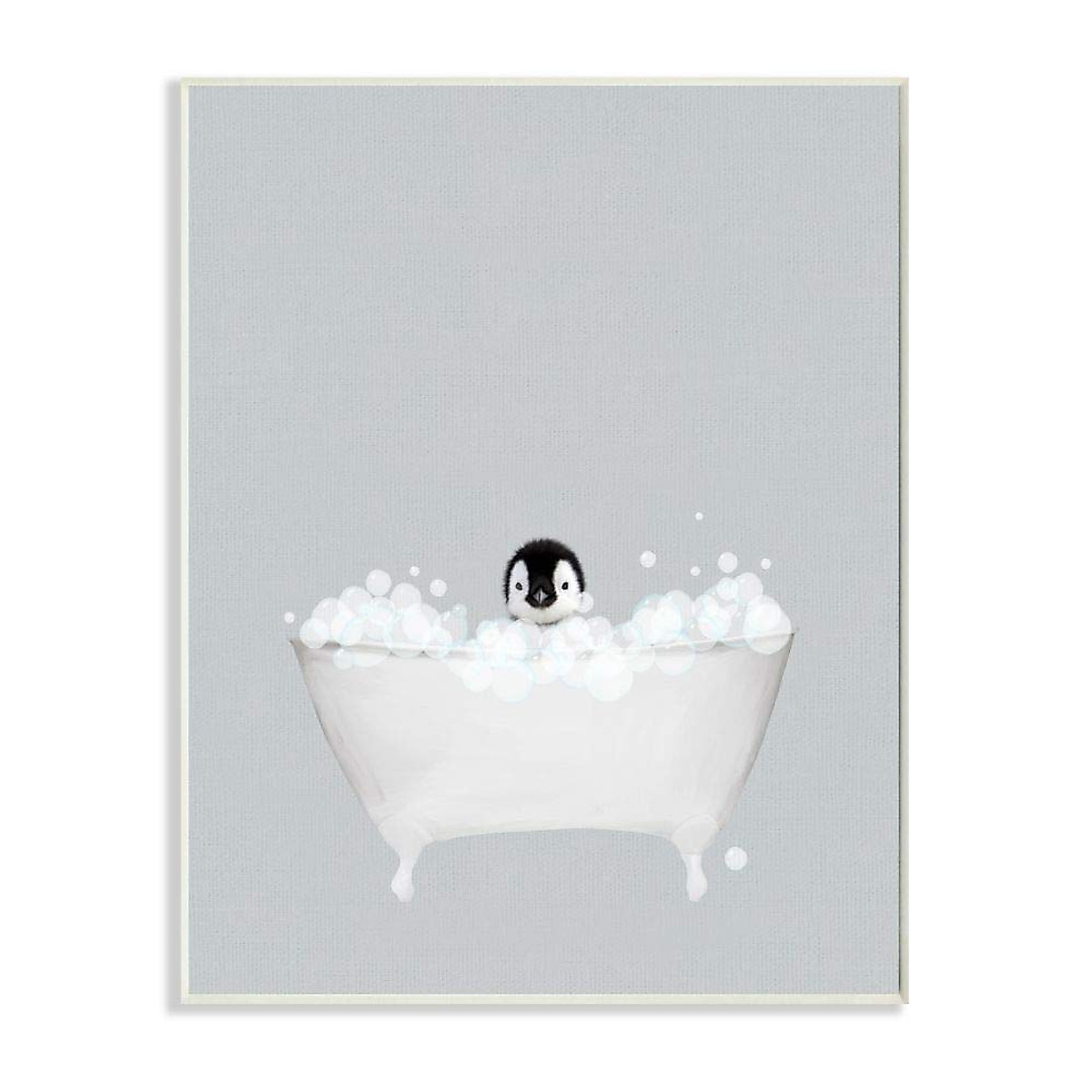 Stupell Industries Penguin Blue Bath Cute Animal Design, Designed by Leah Straatsma Art, 10 x 0.5 x 15, Wall Plaque