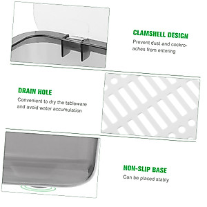 DOITOOL Drawer Organizer With Lid And Drainer Chopsticks Drain Storage Box Flatware Tray with Lid Chopsticks Storage Holder for Chopsticks Fork Flatware Tableware Dust- proof Dinnerware Holder