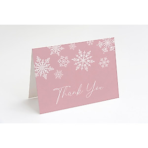 Baby It Is Cold Outside Girl Thank You Cards Winter Snowflake Notes With Envelopes (24 Count)