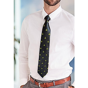 Small Square & Compass Masonic Neck Tie - [Black & Yellow]
