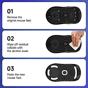 JINGDU Anti Slip Grip Tape and Mouse Feet Set for Logitech G502, Gaming Mouse Skin with Anti Sweat Grip, Black